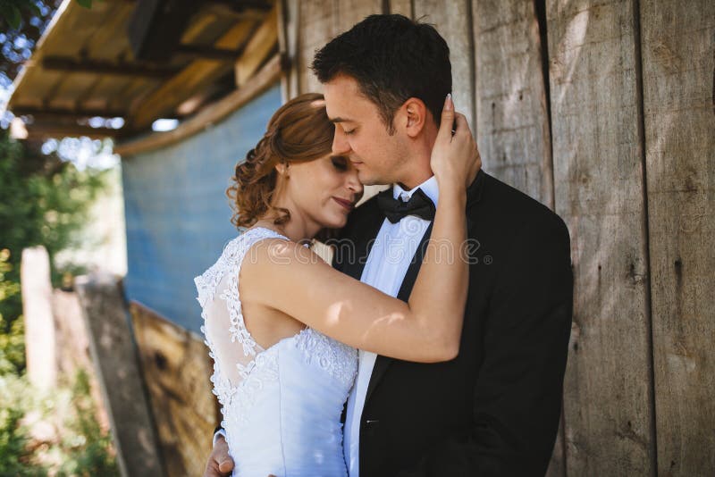 Beautiful bride and groom stock photo. Image of portrait - 133549544