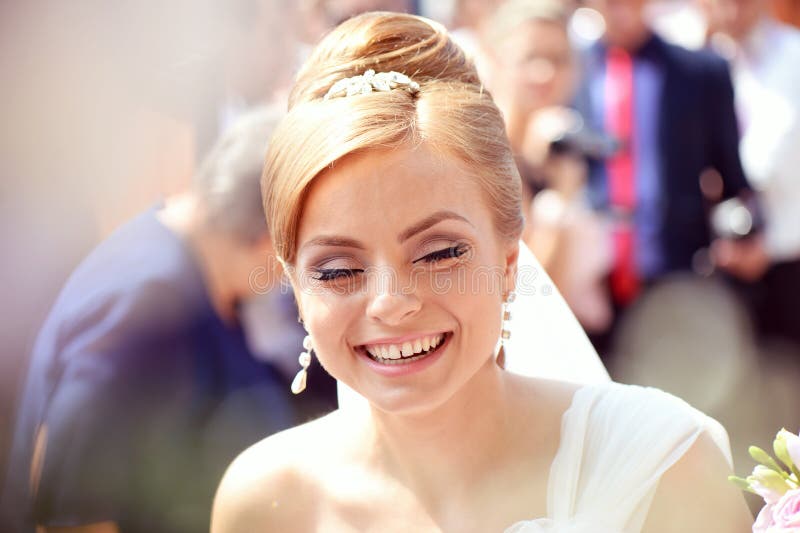 Beautiful Bride on Her Wedding Day Stock Photo - Image of face, adult ...