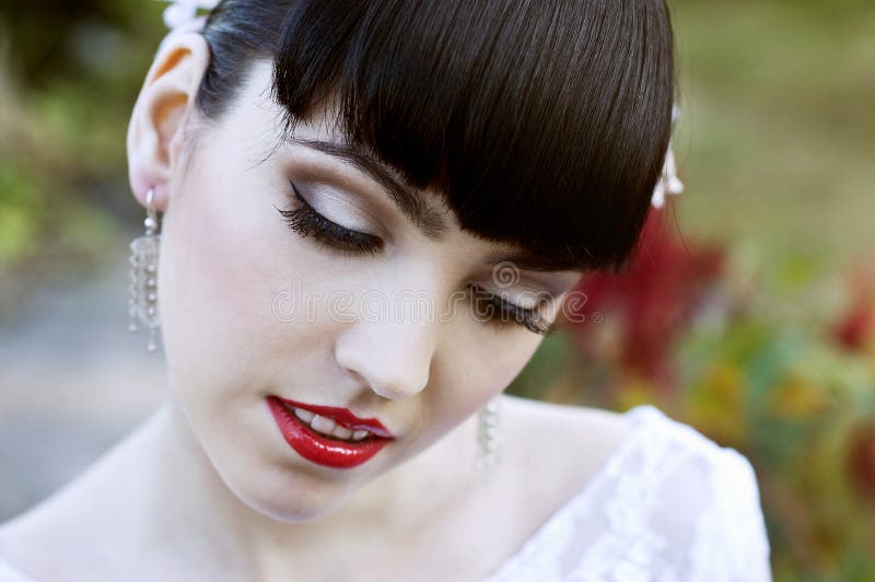 Beautiful Bride, Looking Down Stock Photo - Image of eyes, woman: 37496522
