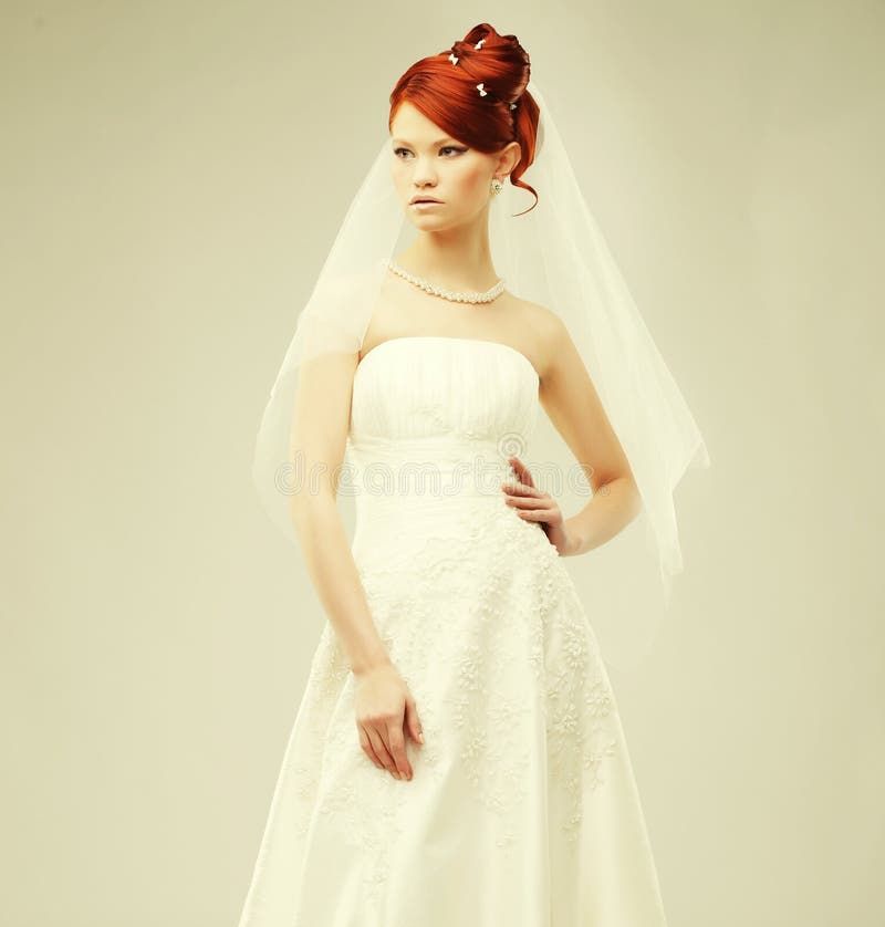 Beautiful Bride in a Luxurious Wedding Dress Stock Image - Image of ...