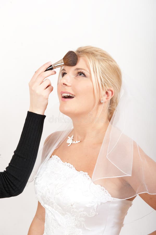 Beautiful Bride and Make-up Artist Stock Image - Image of cosmetics ...