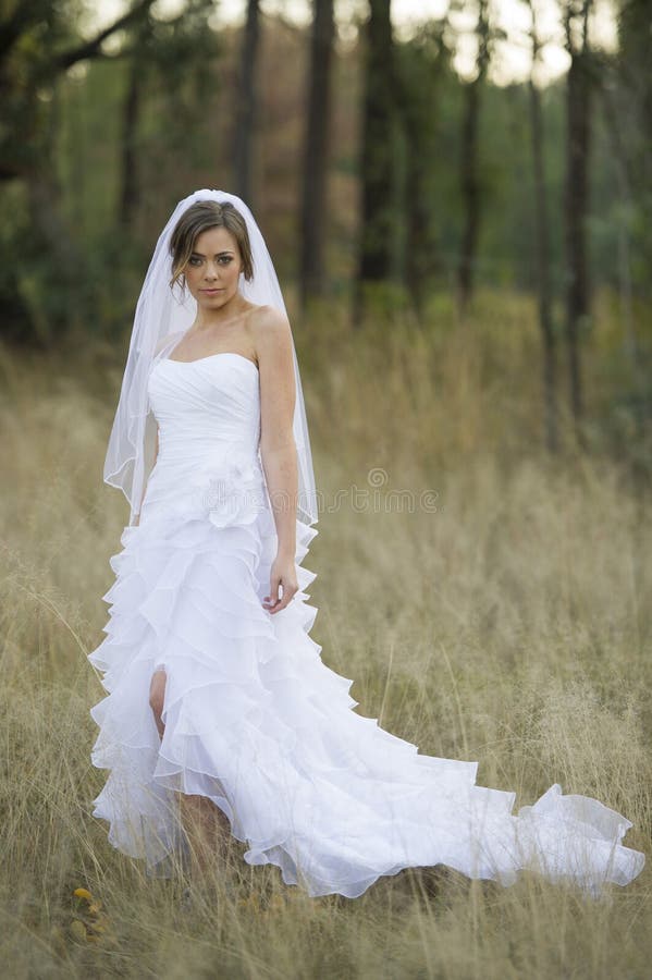 Beautiful Bride in a Natural Outdoor Setting Stock Image - Image of ...