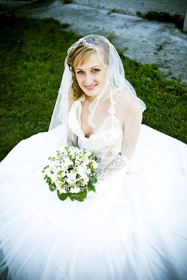 Beautiful bride posing stock photo. Image of veil, female - 22518914