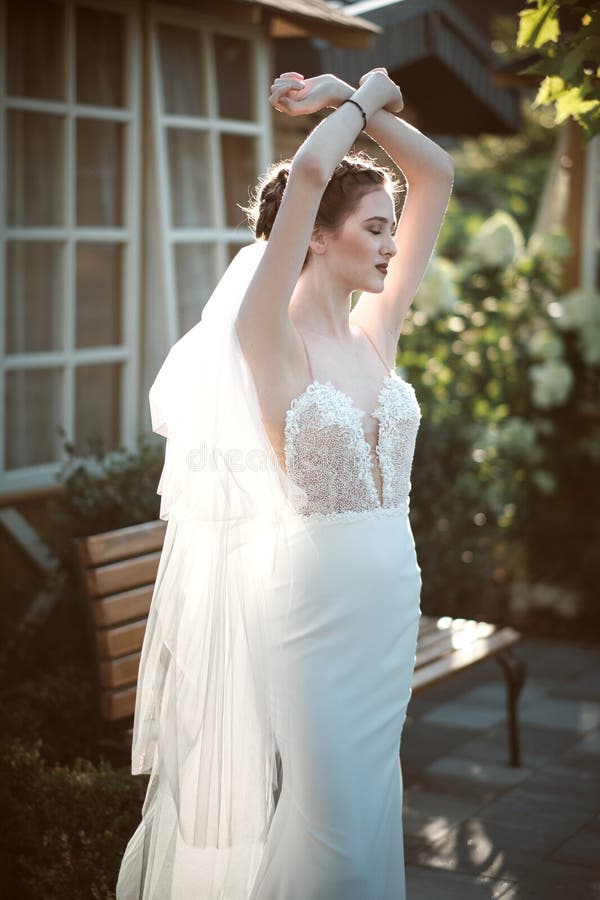 Beautiful Bride Posing in Her Wedding Day Stock Image - Image of ...