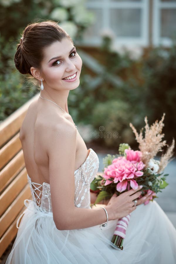 Beautiful Bride Posing in Her Wedding Day Stock Image - Image of love ...