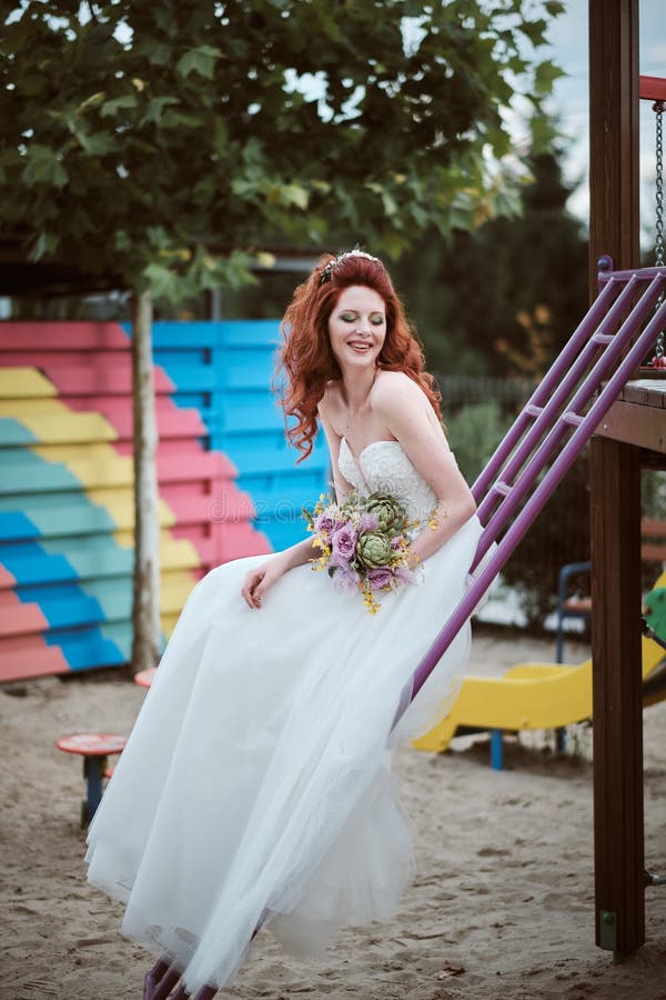Beautiful Bride Posing in Her Wedding Day Stock Image - Image of happy ...
