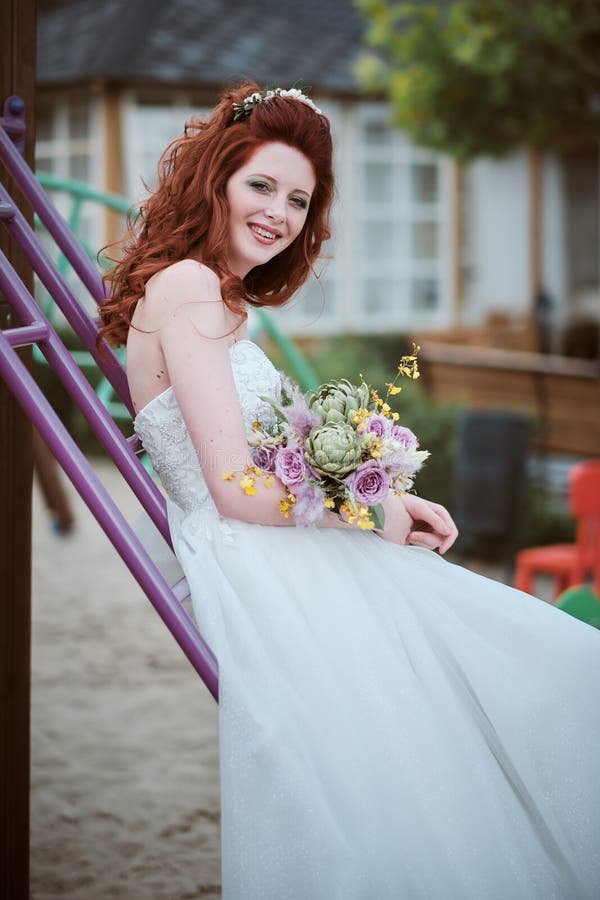 Beautiful Bride Posing in Her Wedding Day Stock Image - Image of ...