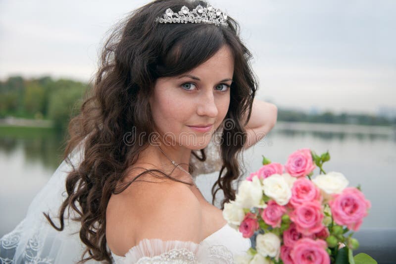 Beautiful Bride Posing in Her Wedding Day Stock Image - Image of ...