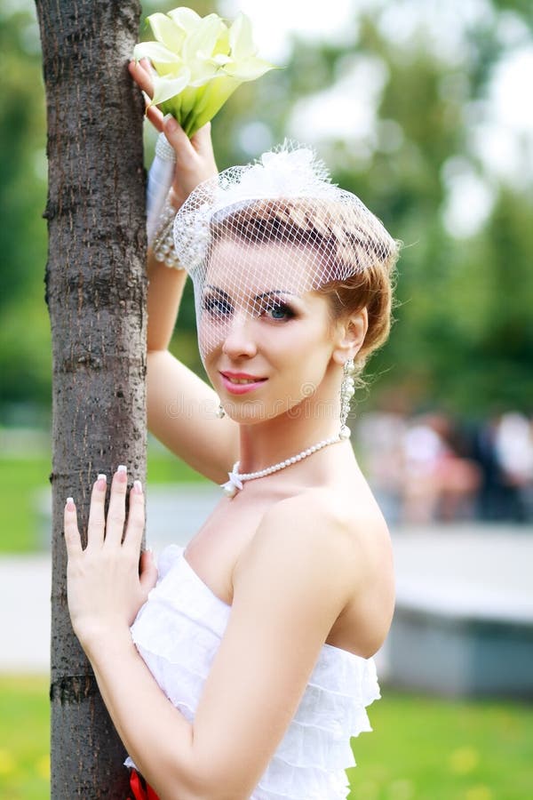 Beautiful bride stock photo. Image of dress, outdoors - 34068804