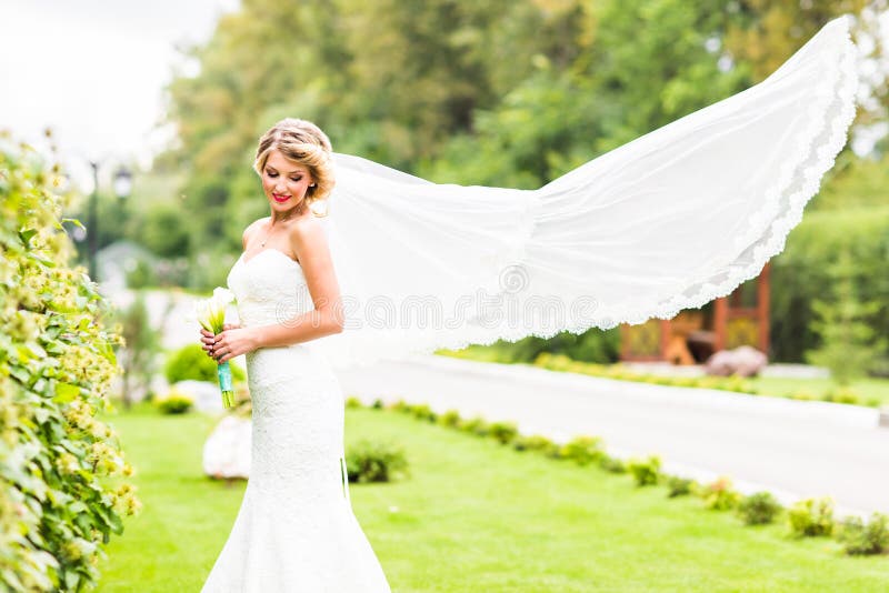 Beautiful Bride Posing in Her Wedding Day Stock Photo - Image of ...