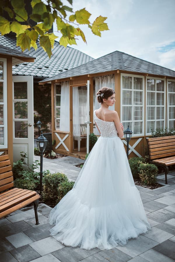 Beautiful Bride Posing in Her Wedding Day Stock Image - Image of female ...
