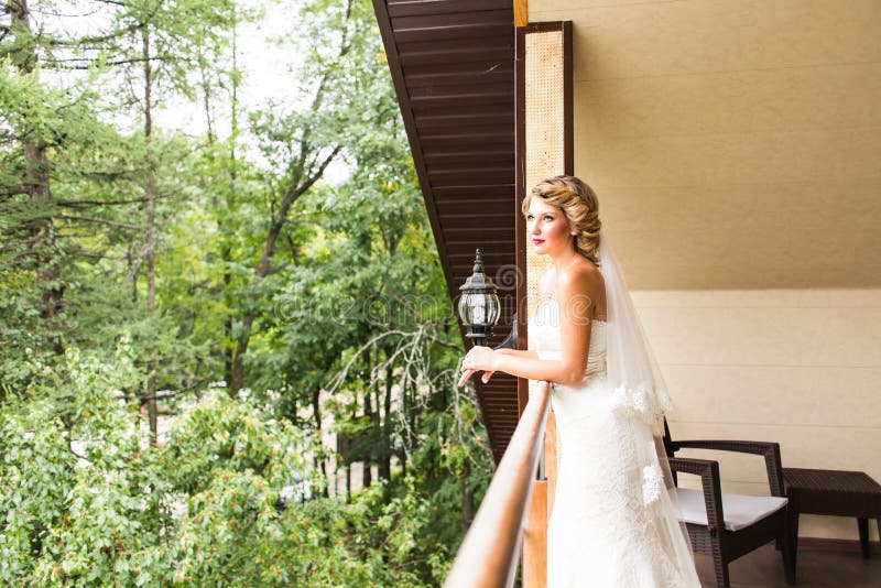 Beautiful Bride Posing in Her Wedding Day Stock Image - Image of gown ...