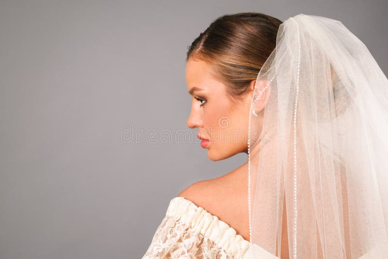 Beautiful Bride Wearing Wedding Dress Stock Photo - Image of fascinate ...