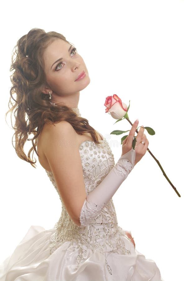Beautiful bride with rose stock photo. Image of gown - 23439088