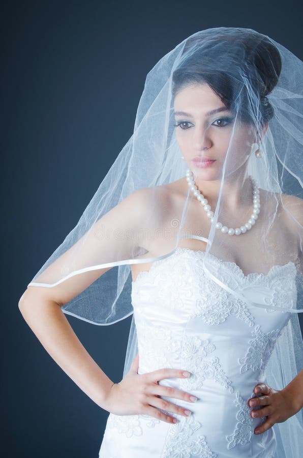Beautiful Bride with Rose in Studio Stock Image - Image of celebration ...