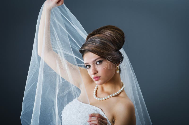 Beautiful bride in studio stock image. Image of female - 23986099