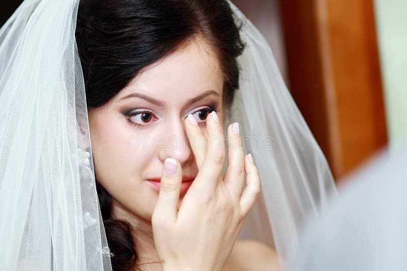 Beautiful bride tears stock photo. Image of dress, adult - 34253292