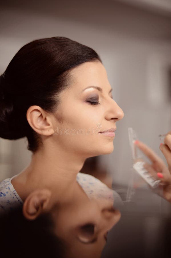 Beautiful Bride To Be at Make Up Studio Stock Photo - Image of lips ...