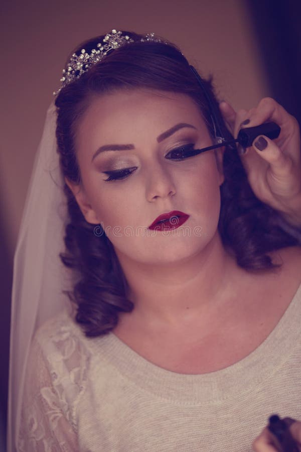 Beautiful Bride To Be Wearing Make Up Stock Photo - Image of wearing ...