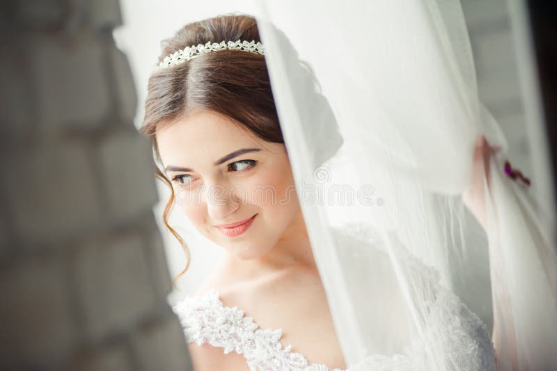 Beautiful Bride before Wedding Ceremony Stock Image - Image of hand ...
