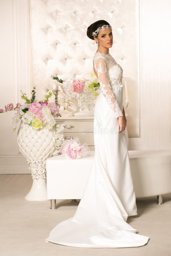 Beautiful Bride in Wedding Dress Stock Image - Image of married ...