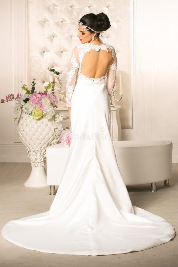 Beautiful Bride in Wedding Dress Stock Photo - Image of elegance ...