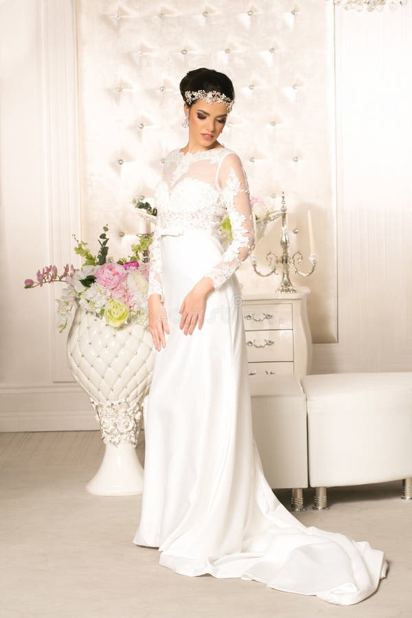 Beautiful Bride in Wedding Dress Stock Image - Image of happiness ...