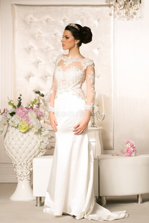 Beautiful Bride in Wedding Dress Stock Photo - Image of adult, gorgeous ...