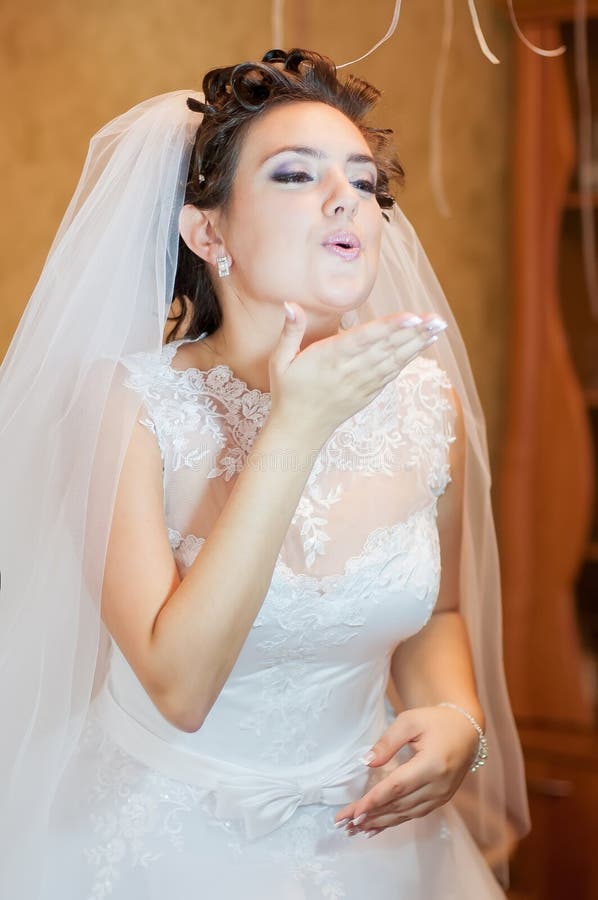 Beautiful Bride in a Wedding Dress Stock Photo - Image of cute ...