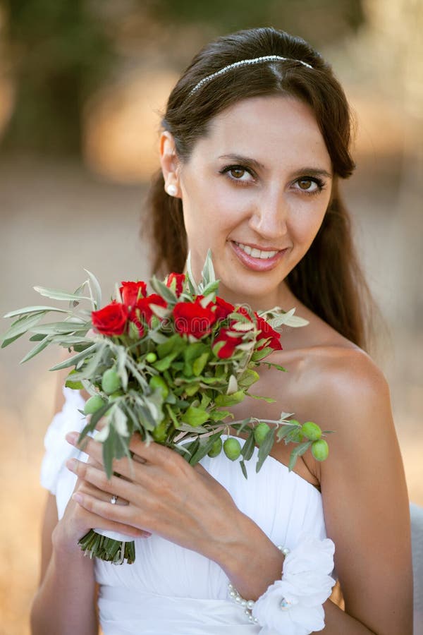 Beautiful bride stock photo. Image of bouquet, dress - 33396118