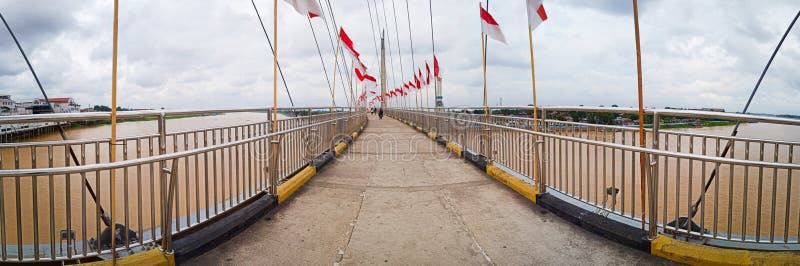Beautiful Bridge - Batanghari River Indonesia Stock Image - Image of ...