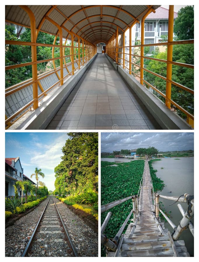 Beautiful Bridge Collage and Interesting Stock Photo - Image of collage ...