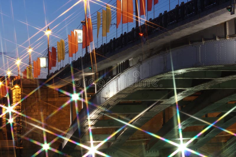 Beautiful Bridge with the Flags Stock Photo - Image of bridge, beam ...