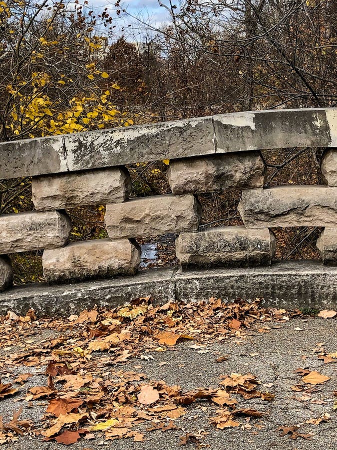 Bridge with Staggered Stones in Park Stock Photo - Image of trees ...