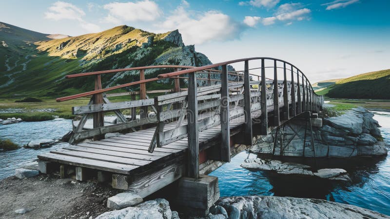 Beautiful Bridge in a Picturesque Place. the Art of AI Generation Stock ...