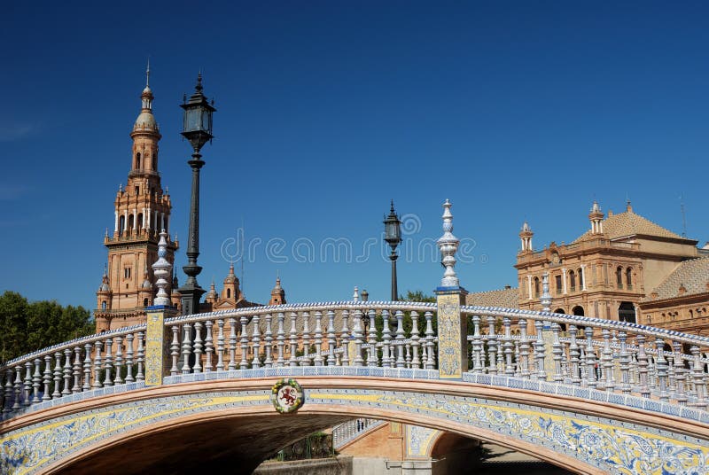 Beautiful Bridge on Plaza De Espana Stock Photo - Image of park ...
