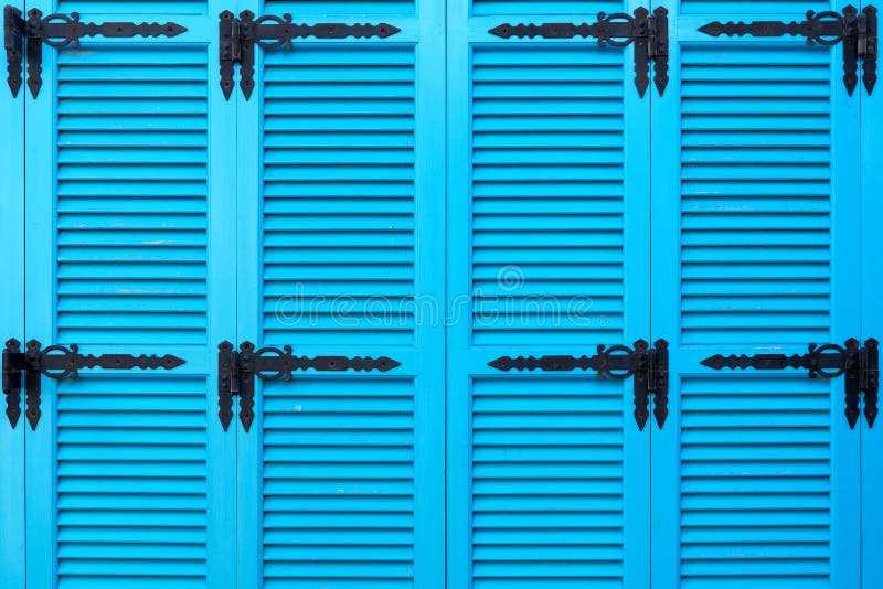 Beautiful Bright Blue Shutters As Background or Backdrop Stock Photo ...