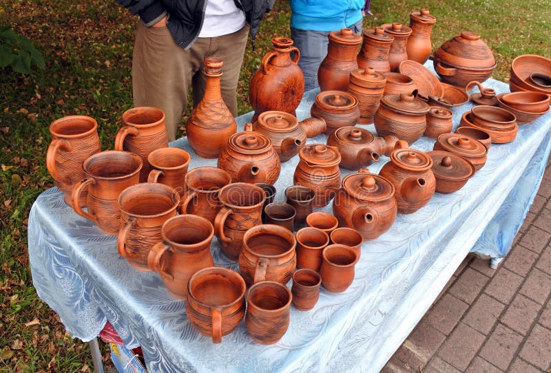 Beautiful Bright Brown Ceramic Handmade Works Stock Image - Image of ...