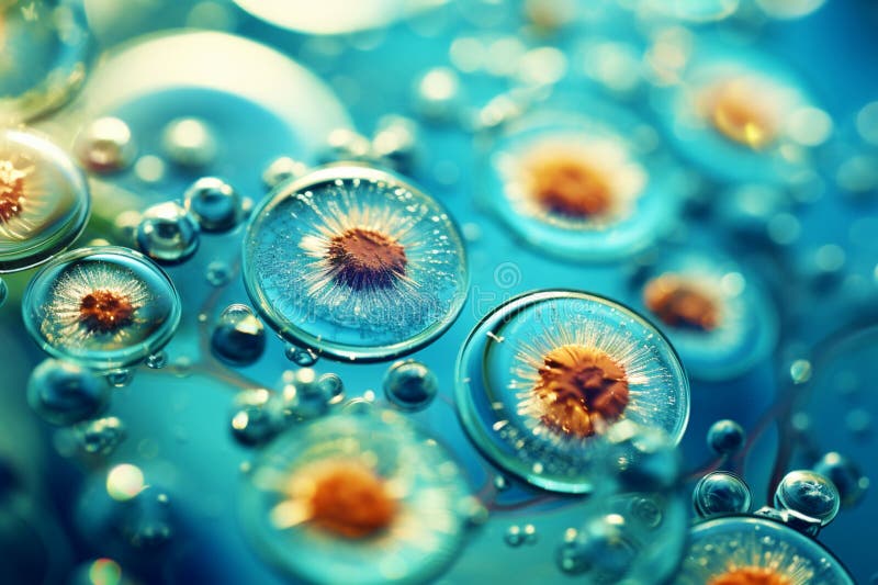 Beautiful and Bright Cell Bodies Under the Microscope. Close-up of ...