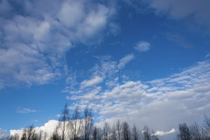 Beautiful Bright Clouds on the Blue March Sky in the Spring Day Stock ...