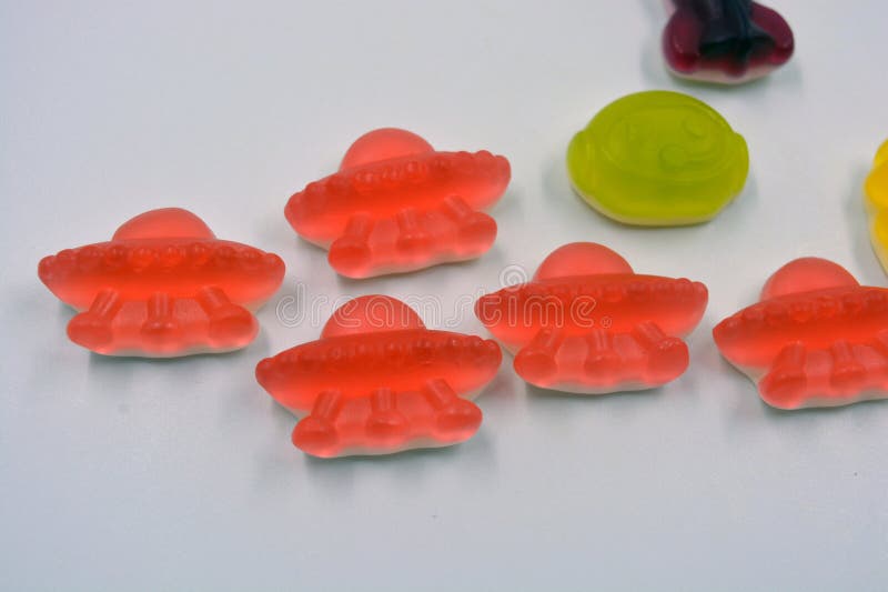 Beautiful and Bright Colored Sweets in the Form of Various Alien ...