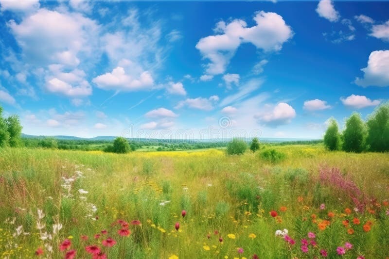 Beautiful Bright Colorful Natural Field, AI Generated Stock ...