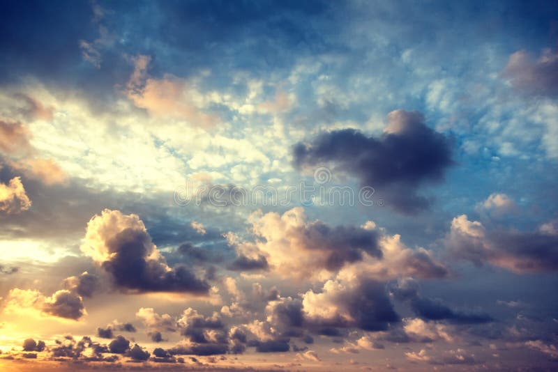 Beautiful Bright Colorful Stunning Sunset Sky, Sun Rays in the C Stock ...