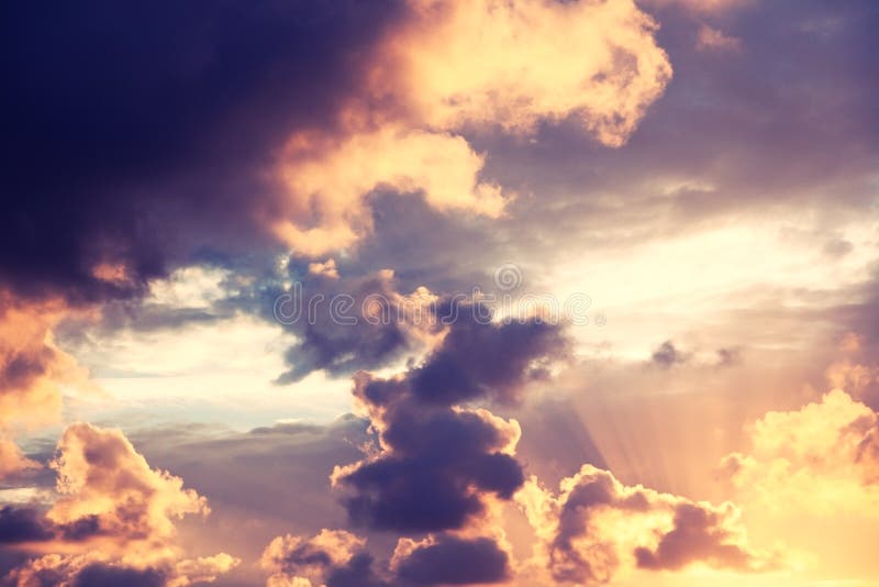 Beautiful Bright Colorful Stunning Sunset Sky, Sun Rays in the C Stock ...