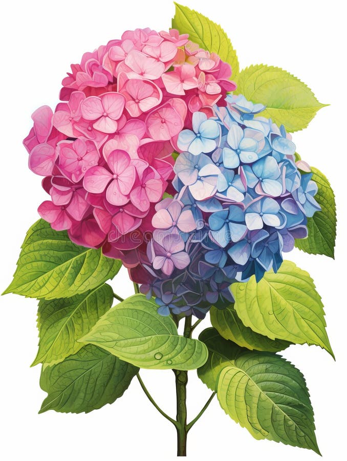 Beautiful Bright Colors Hydrangea Floral Stock Illustration ...