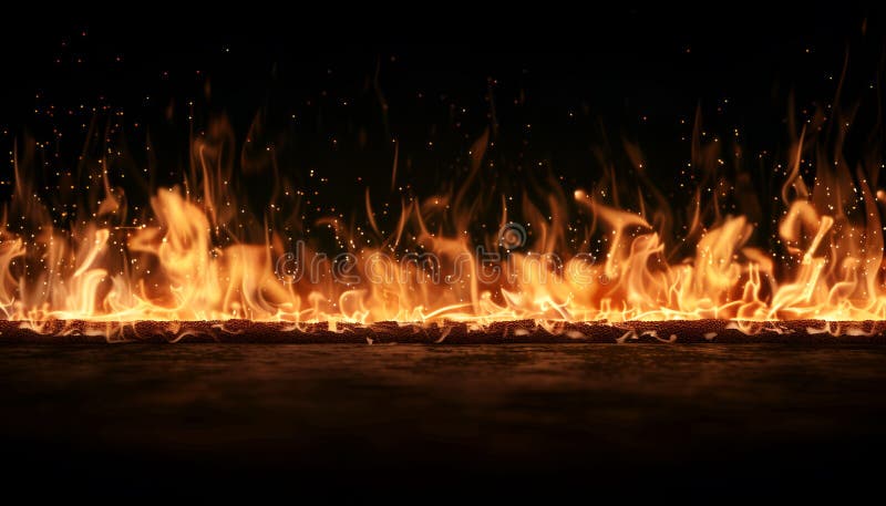 Beautiful Bright Fire Flames on Black Background Stock Photo - Image of ...
