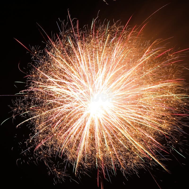 Beautiful Bright Firework Lighting Up Night Sky Stock Image - Image of ...