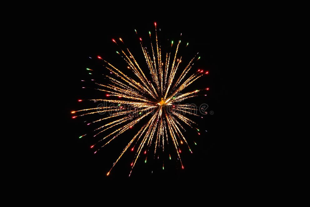 Beautiful Bright Firework Lighting Up Night Sky Stock Photo - Image of ...