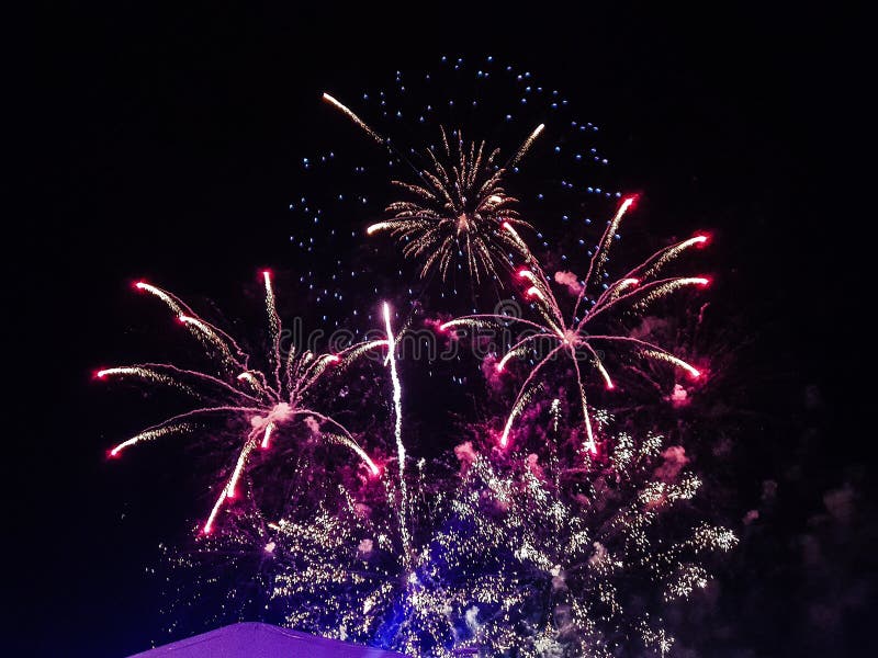Beautiful Bright Fireworks Fireworks in the Night Sky. Stock Image ...