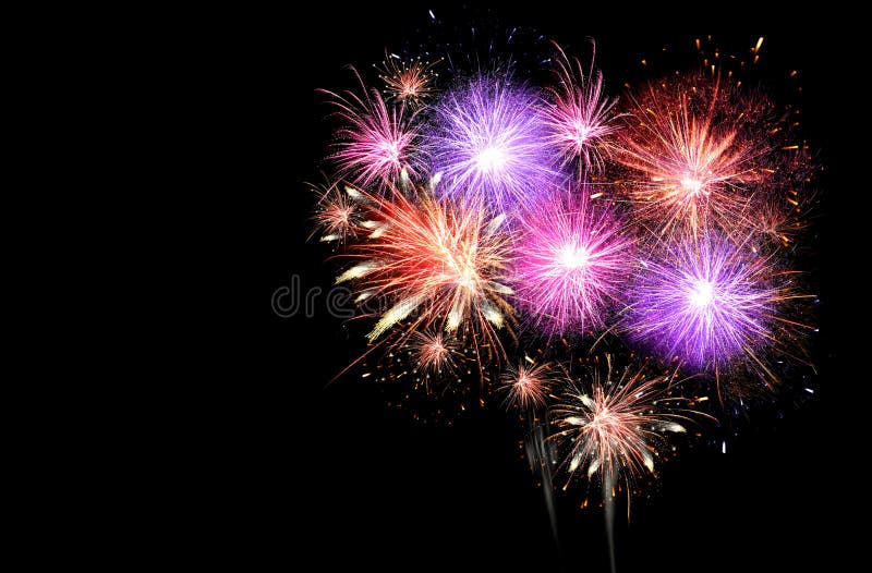 Bright Fireworks In The Night Sky. Stock Image - Image of fireworks ...